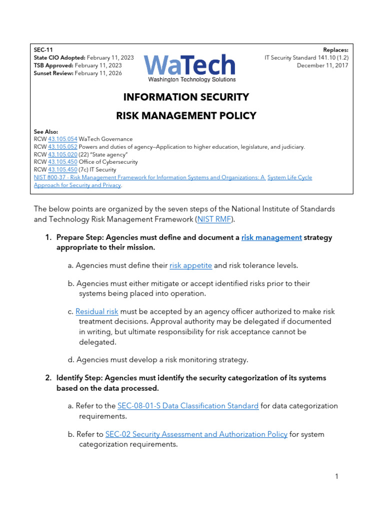 SEC-11 Risk Management Policy | PDF | Risk | Risk Management