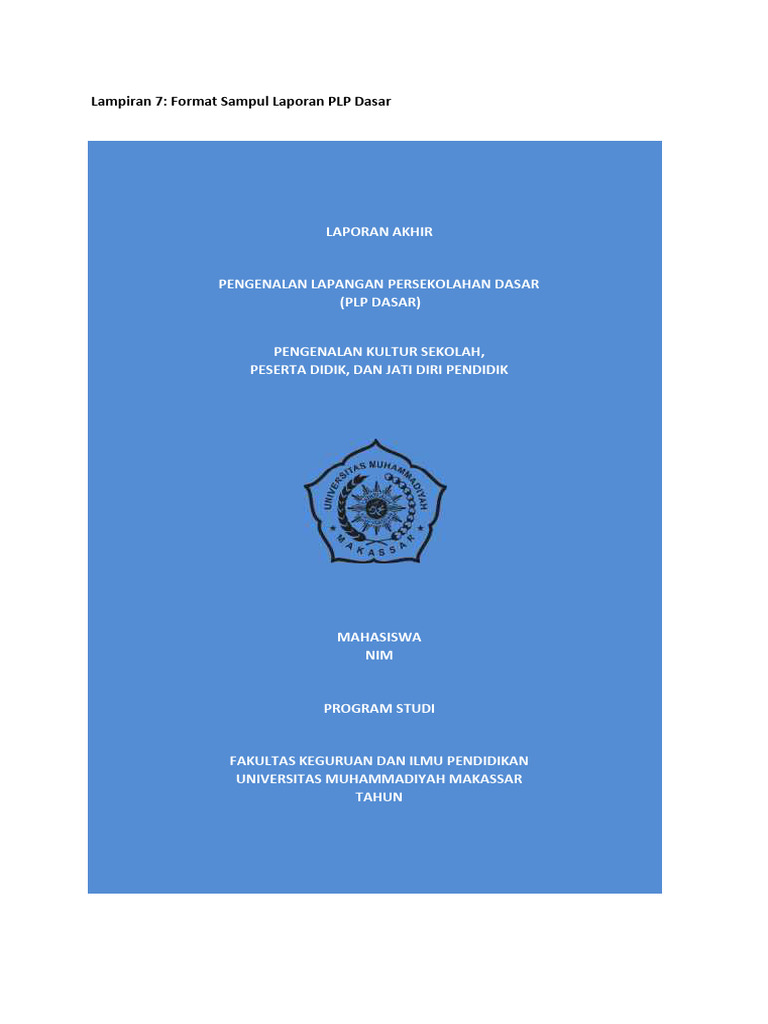 Lampiran 7 Sampul Dan Sistematika Isi Laporan | PDF