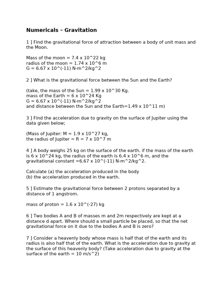 Gravitation Assignment 8 | PDF