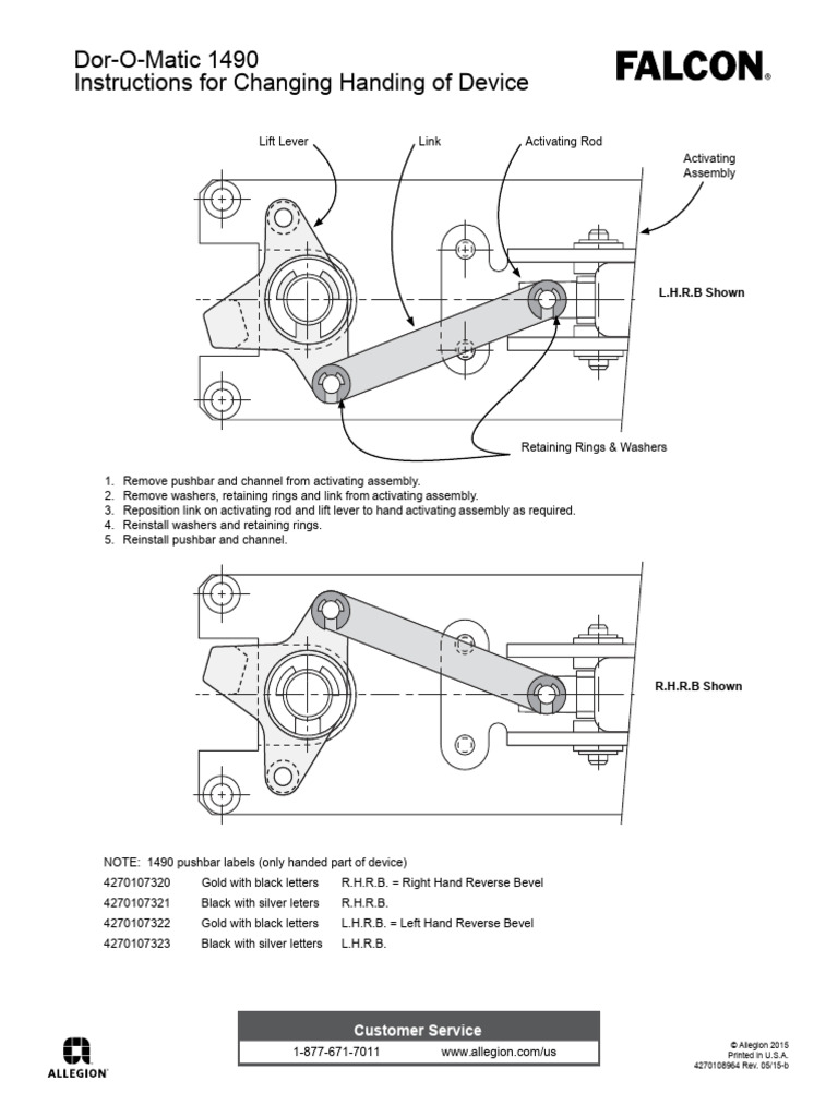 Dor-O-Matic 1490 Instructions For Changing Handing of Device | PDF