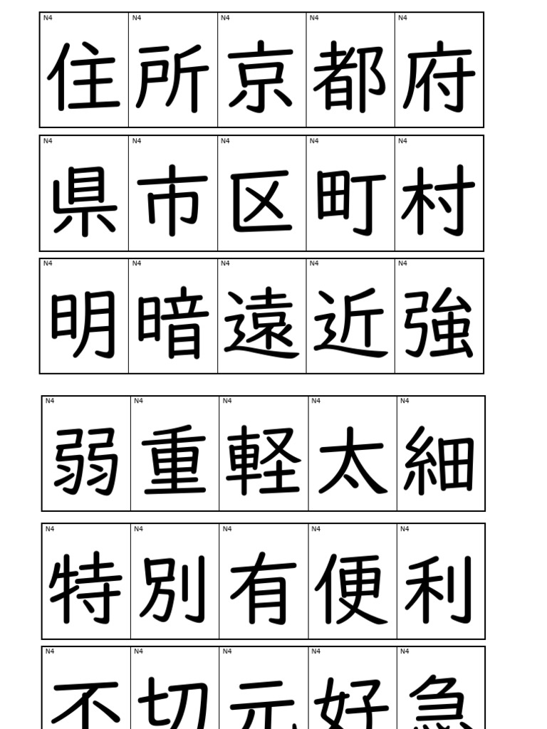 Kanji Flashcard N4 | PDF