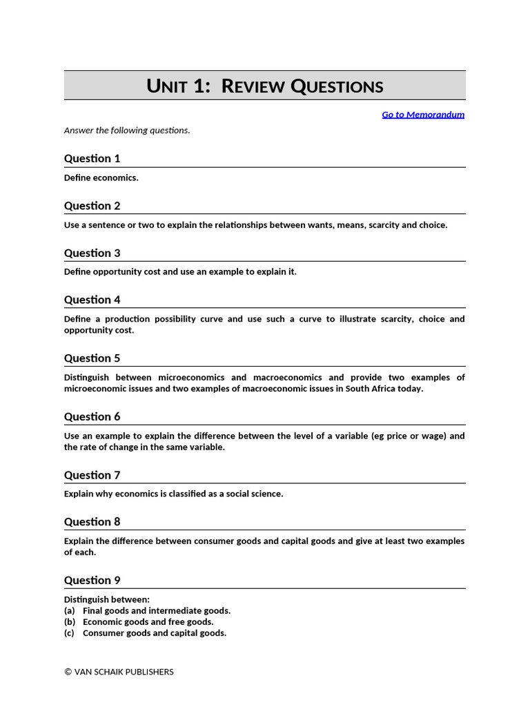 Economics Review Questions and Answers | PDF | Economics | Opportunity Cost