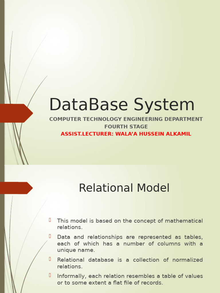 DataBase System Lec. 5 | PDF | Relational Model | Data
