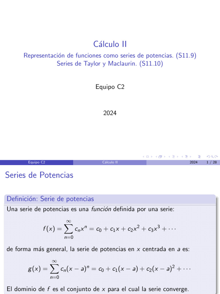 PPT - 5ta y 6ta clase - Series de Potencias - Taylor y McLaurin | PDF | Serie de potencia | Integral