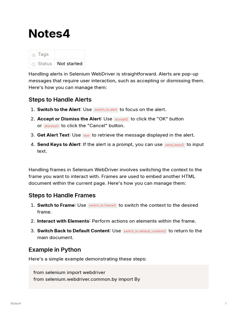 Notes 4 | PDF | Html Element | Selenium (Software)