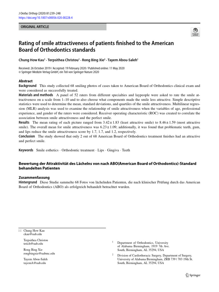 Rating of Smile Attractiveness of Patients | PDF | Dentistry Branches ...