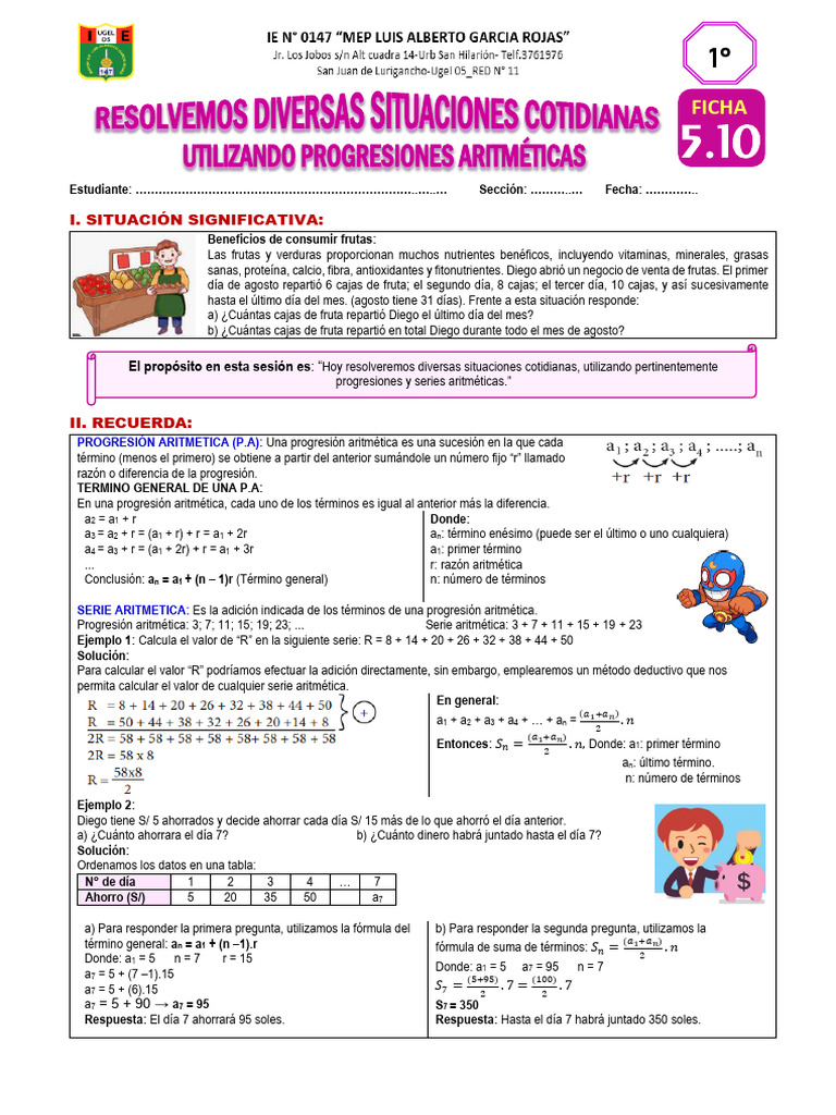 Ficha 10-1ero-Ua5-2024 | PDF | Fruta
