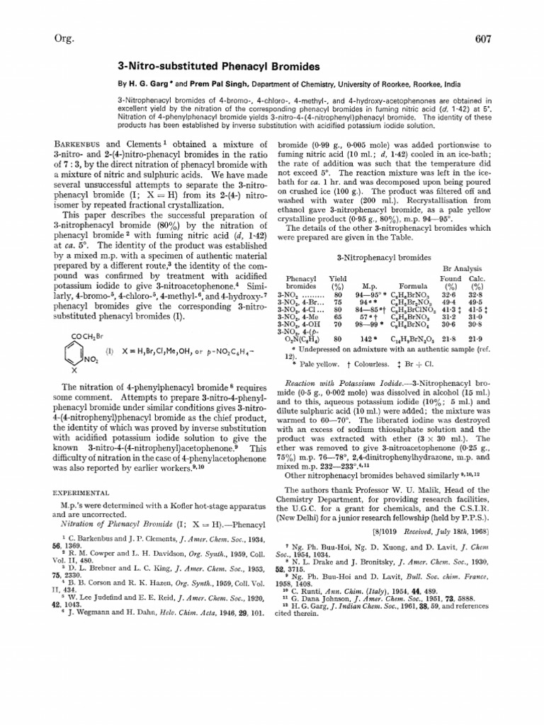 Phenacyl: 3-Nitro-Substituted Bromides | PDF | Nitric Acid | Atoms