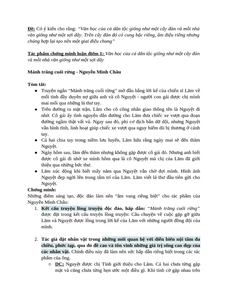 Mảnh trăng cuối rừng - Nguyễn Minh Châu | PDF