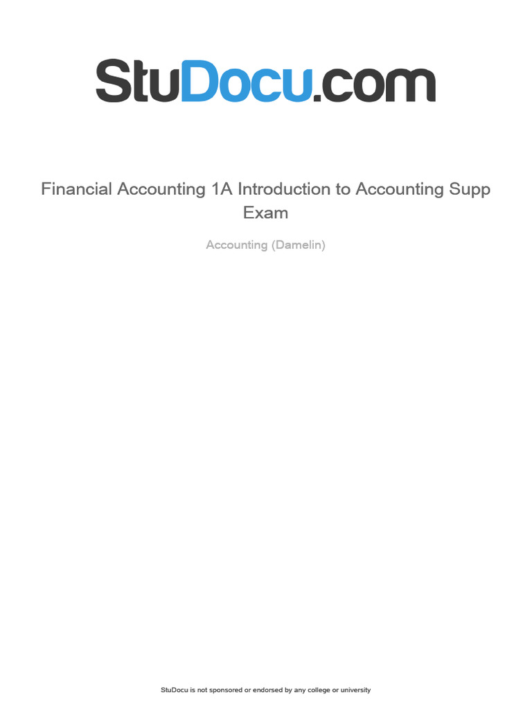 Financial Accounting 1a Introduction To Accounting Supp Exam | PDF ...