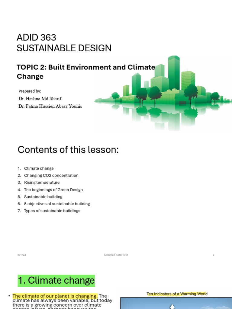 L2- Built Environment and Climate Change | PDF | Green Building ...