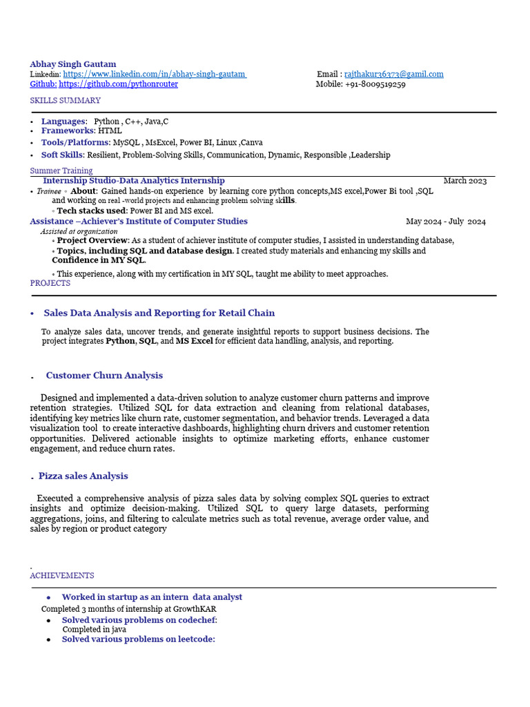 CV2 | PDF | My Sql | Databases