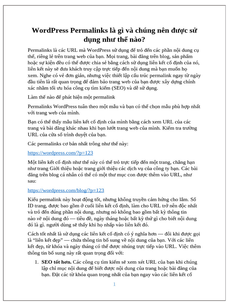 WordPress Permalinks là gì và chúng nên được sử dụng như thế nào | PDF
