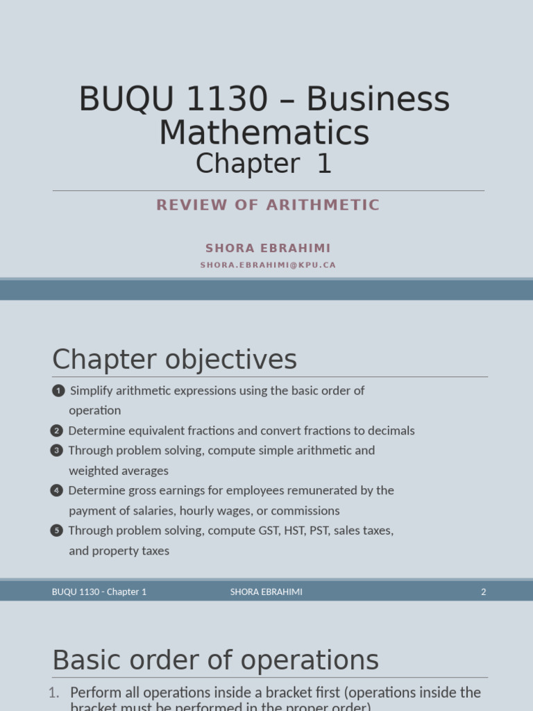 BUQU 1130 - Chapter 1 | PDF | Mathematical Notation | Mathematics