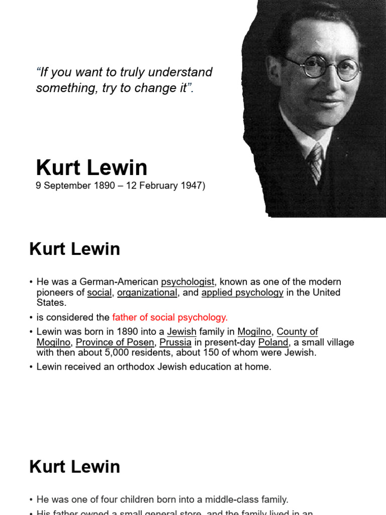 KURT LEWIN | PDF | Psychology | Behavioural Sciences
