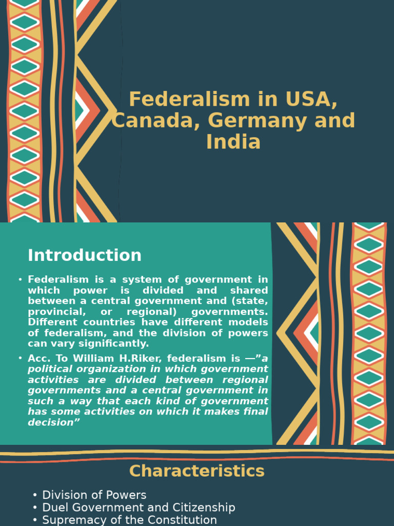 Federalism in USA, Canada, Germany and | PDF | Article One Of The ...