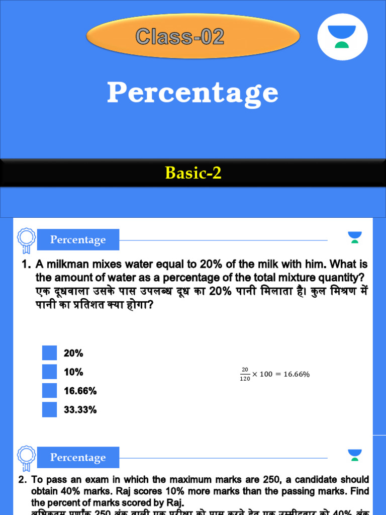 Understanding Percentages: Concepts and Problems | PDF | Percentage ...