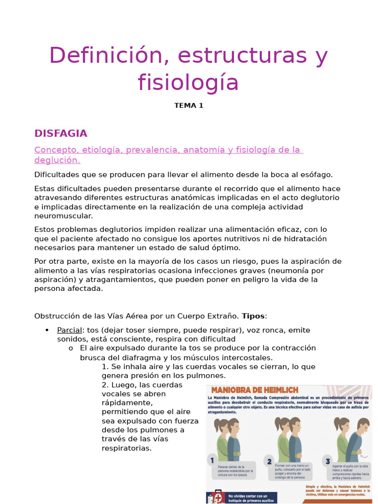 Disfagia: Definición y Fisiología Deglutoría | PDF | Gusto | Esófago