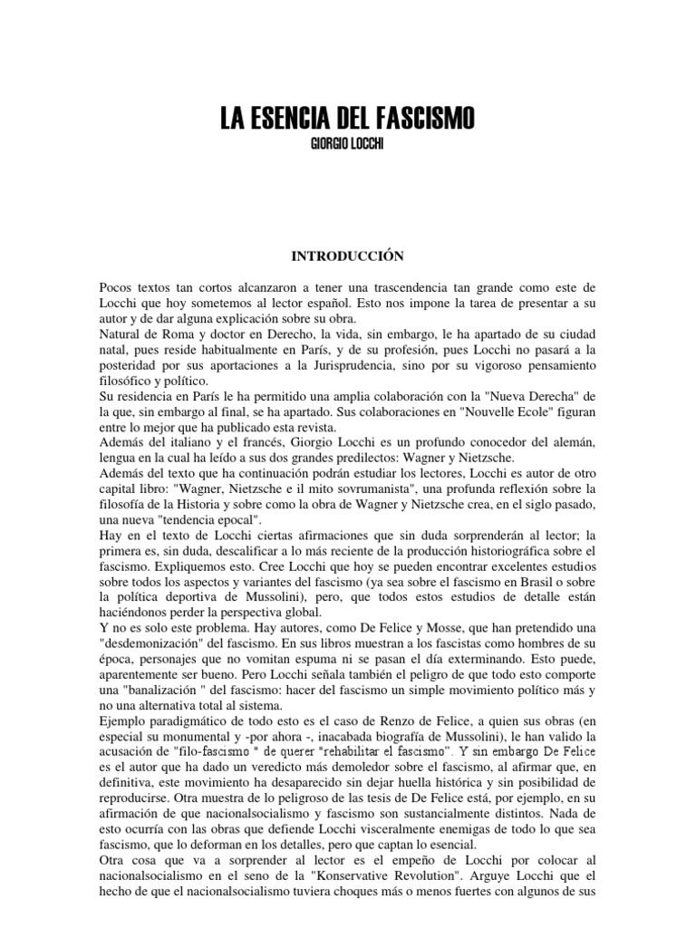 Giorgio Locchi La Esencia Del Fascismo | PDF | Fascismo | Dialéctico