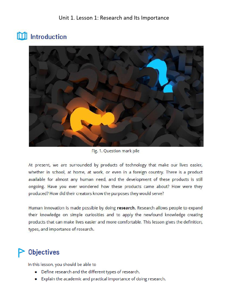 Lesson 1. Research and Its Importance - 0 | PDF | Basic Research ...