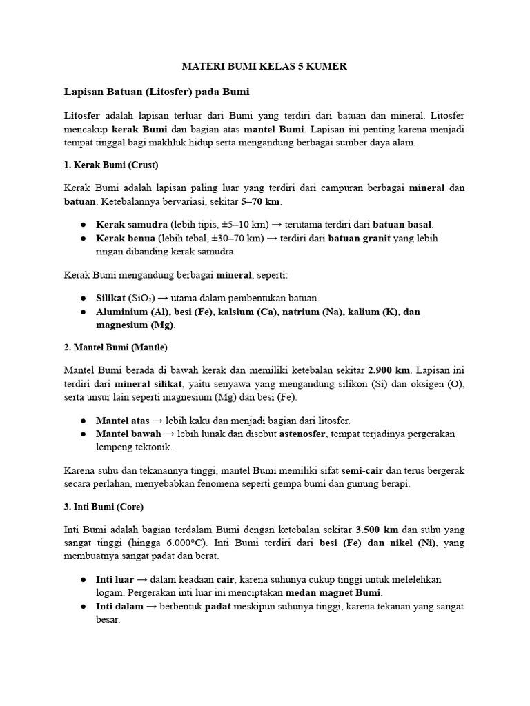 Materi Bumi Kelas 5 Kumer | PDF