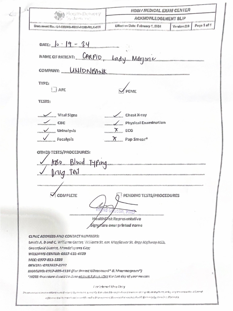 Acknowledgement Slip | PDF