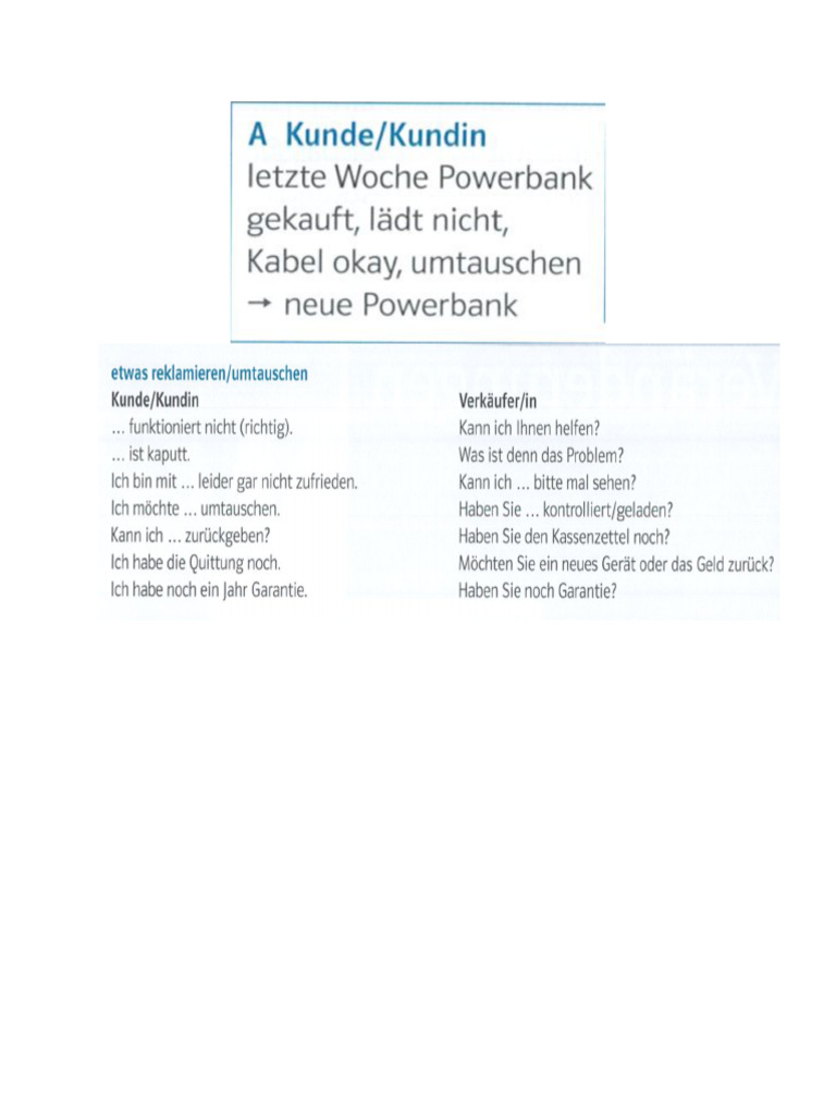 Sprechen B1 Kunden vs Verkäufer Kap 2 | PDF