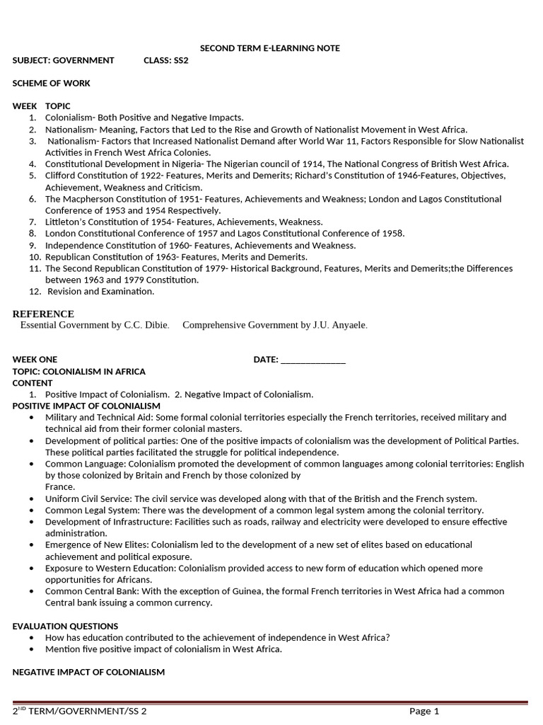 Second Term Ss2 Government | PDF | Cost Of Living | Nationalism
