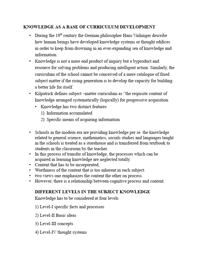 2.1 Curriculum Development | PDF | Curriculum | Knowledge