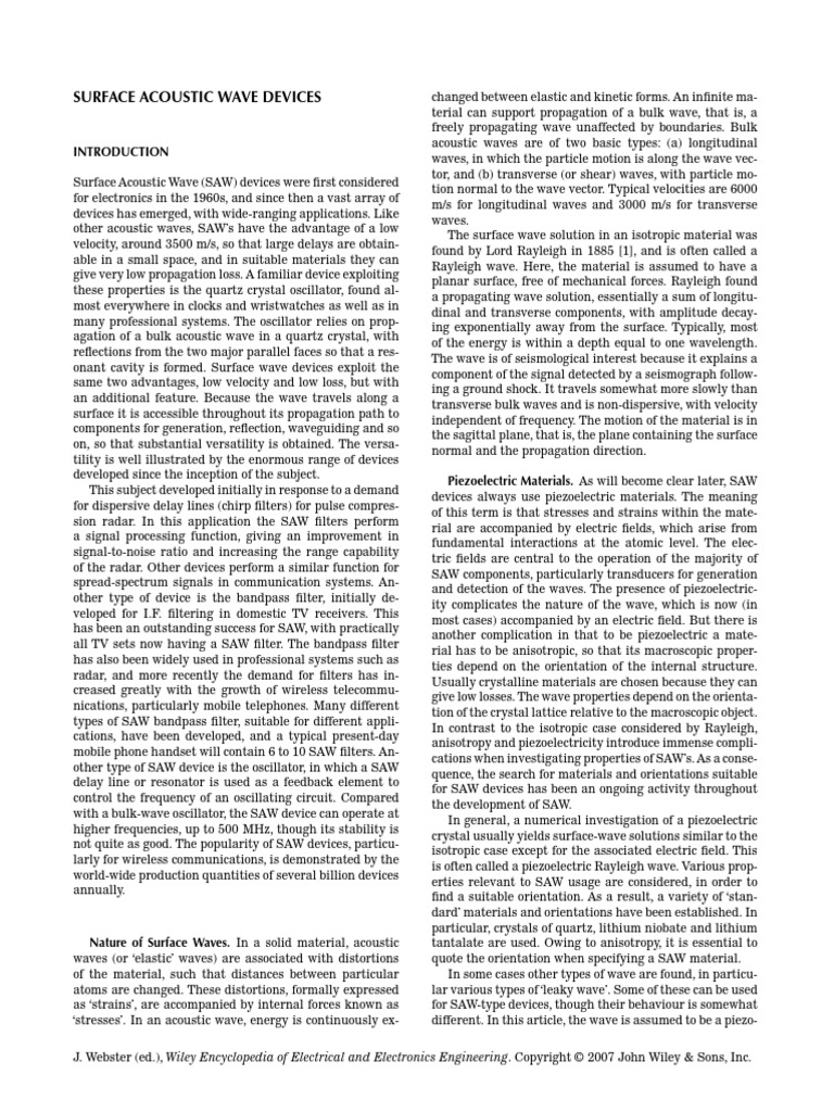 2000-SURFACE ACOUSTIC WAVE DEVICES-Wiley Encyclopedia of Electrical and ...