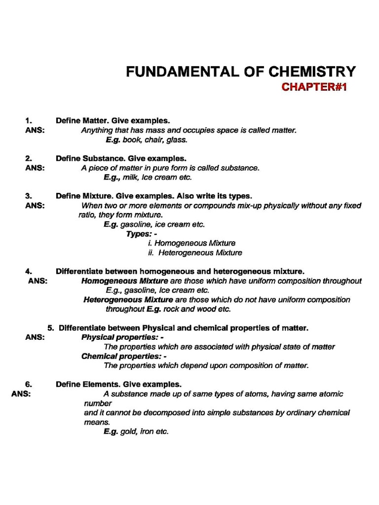Butt G Chemistry Notes 9th Class PDF | PDF