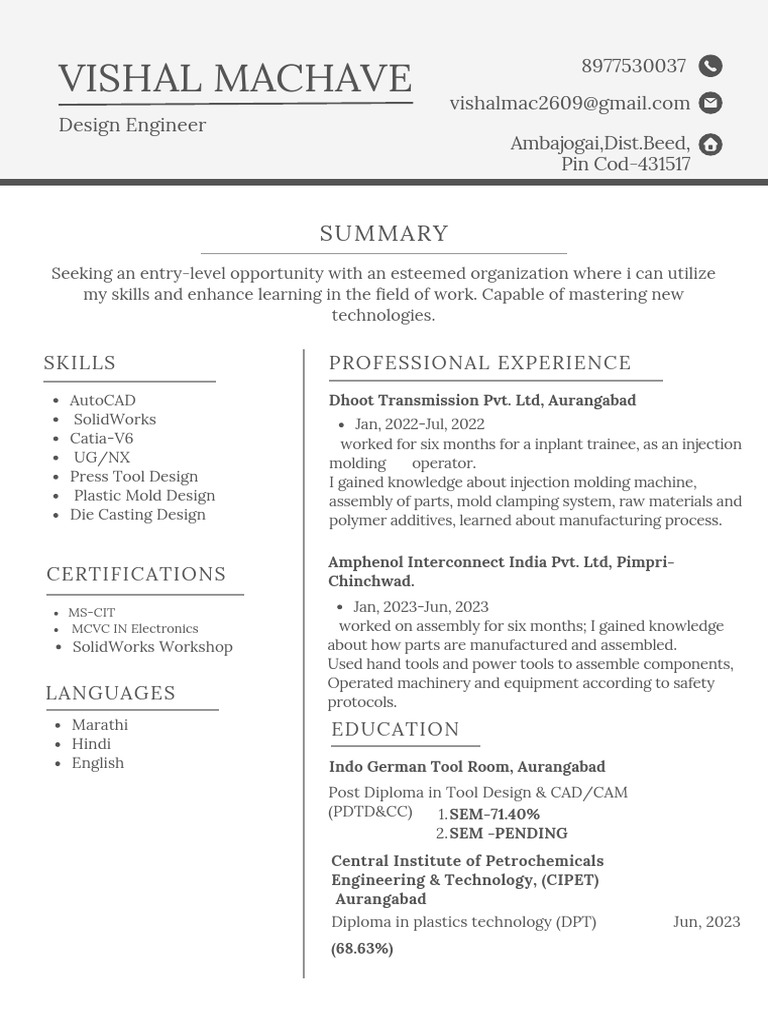Gray and White Simple Clean Resume | PDF
