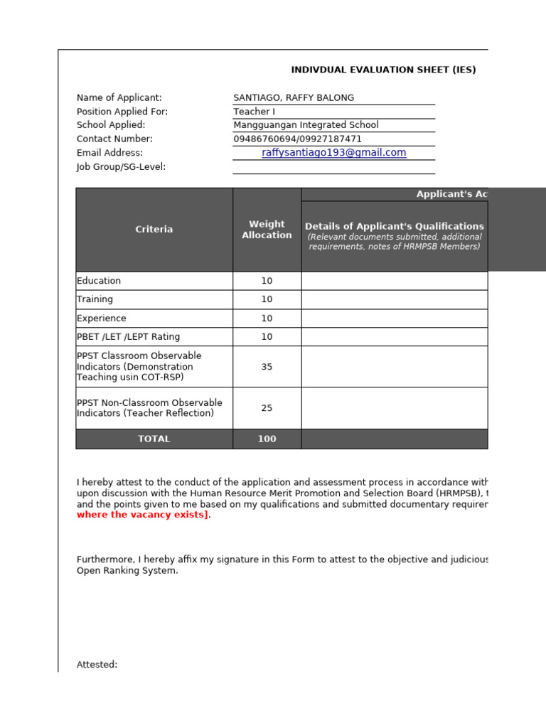 Raffy Santiago Modified Annex G 1 | PDF