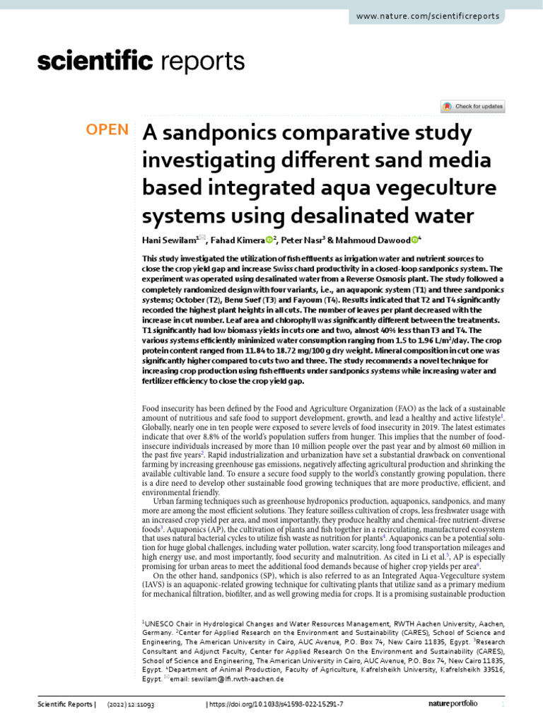 A Sandponics Comparative Study Investigating Diffe | PDF
