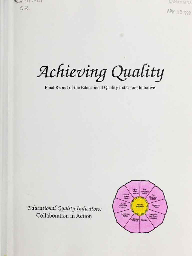 Achieving Quality - Final Report of The Educational Quality Indicators ...