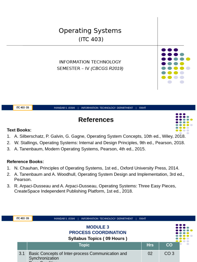 Itc 403 - Os Module III Process Coordination PPT (MSJ) | PDF | Operating System Technology ...