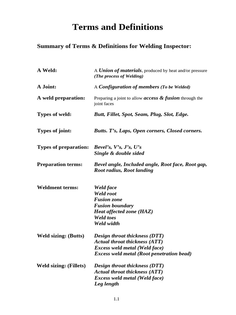 WIS 10 Terms & Definitions 2 Pages 2008 Updated | PDF | Welding ...
