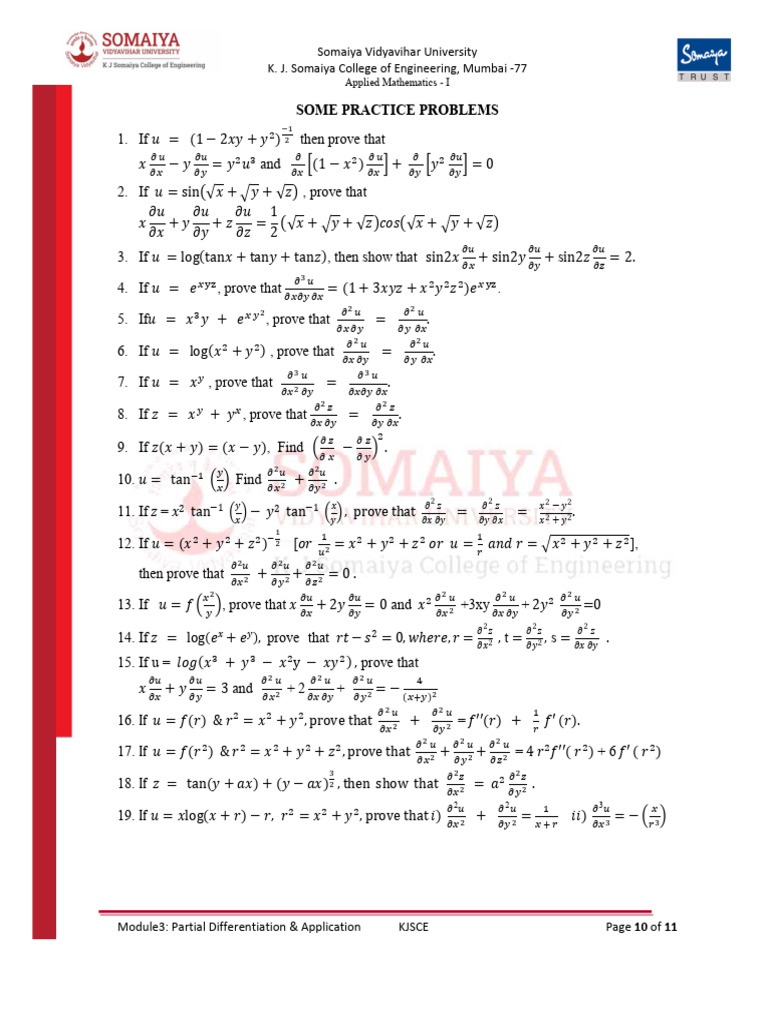 Module 3.1 Partial Derivatives of First and Higher Order | PDF | Mathematical Concepts ...