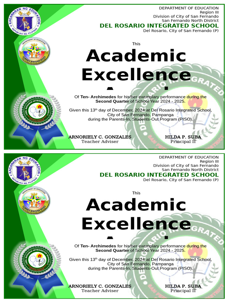 With High Honors Certificate 2023 2024 | PDF