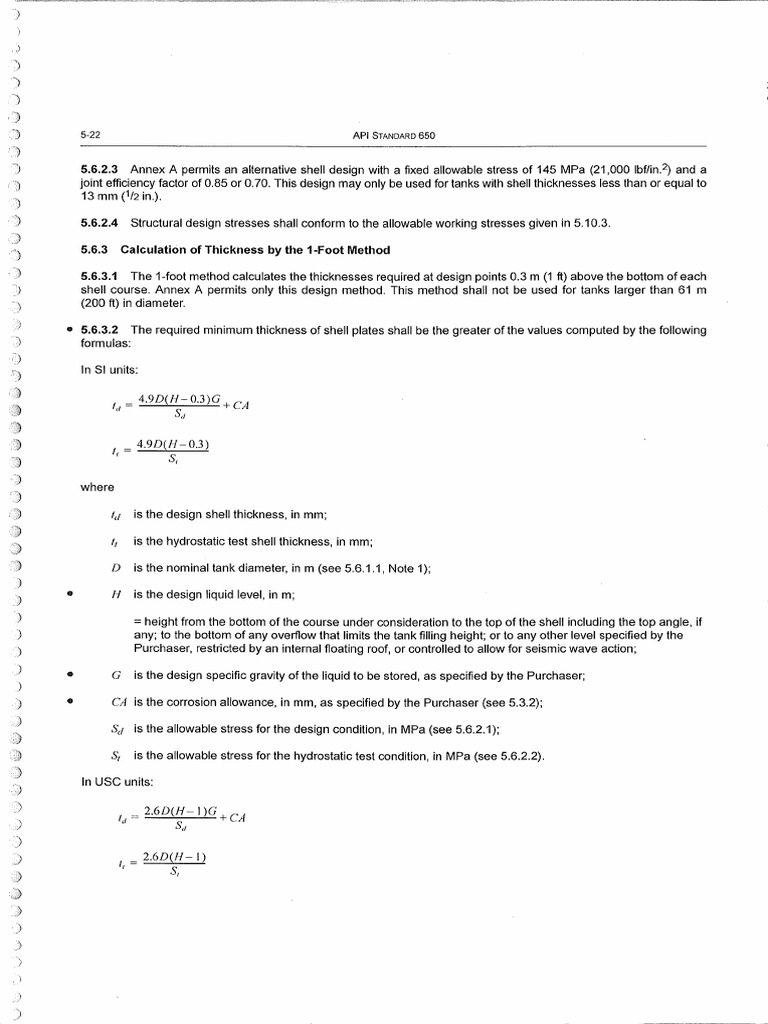 Api 650 Annex 1-Foot Method | PDF | Shell (Projectile) | Applied And ...