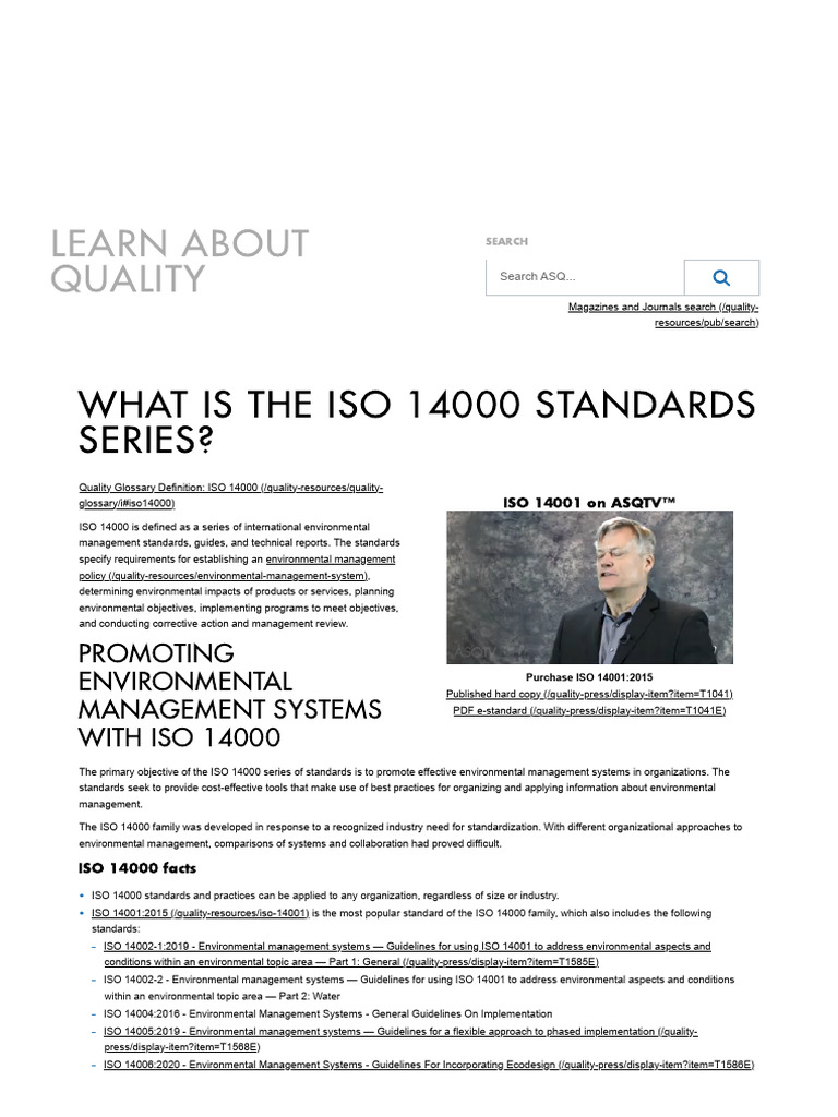 Overview of ISO 14000 Standards | PDF | Life Cycle Assessment | Natural ...