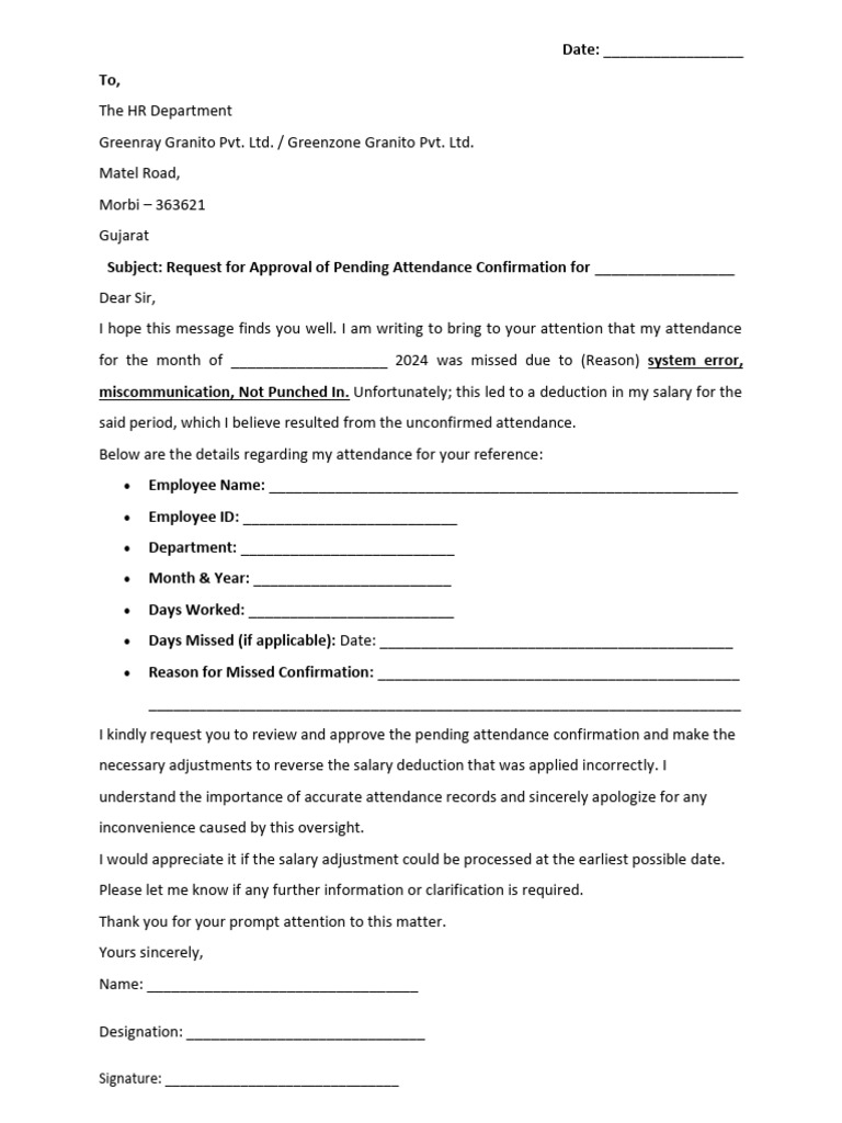Attendance Approval Request | PDF