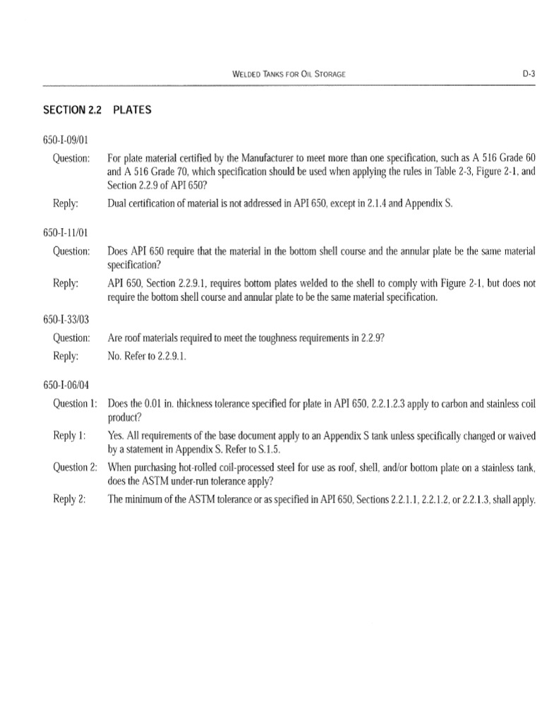 Api 650 Mill Undertolerance | PDF