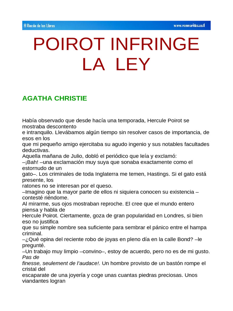 El dilema de Lady Millicent Vaugchan | PDF | Poirot Hercule