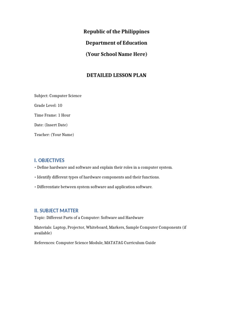 Detailed_Lesson_Plan | PDF | Computer Hardware | Teachers