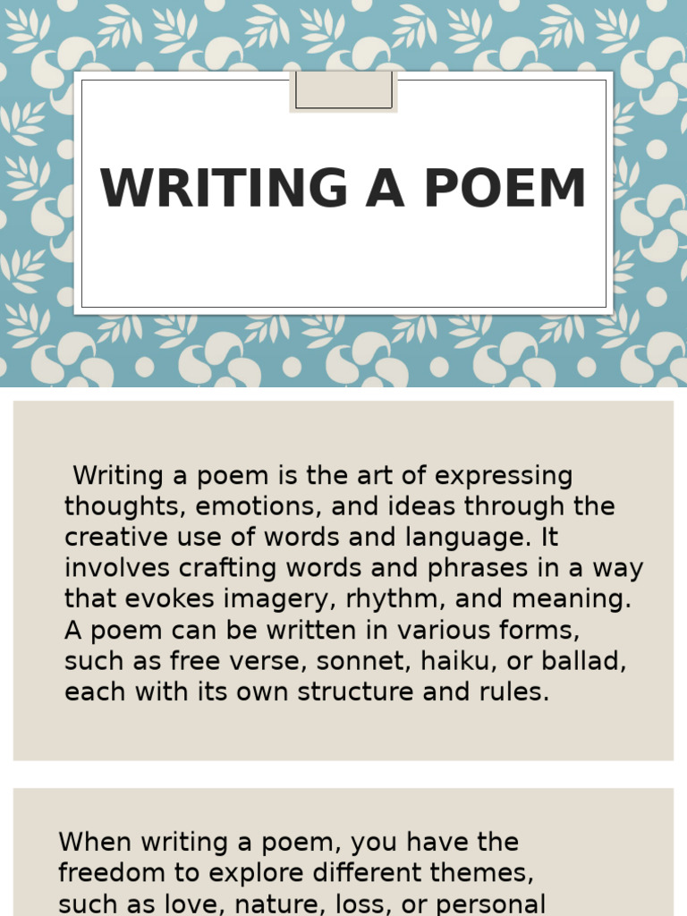 How to Write a Poem: A Guide | PDF