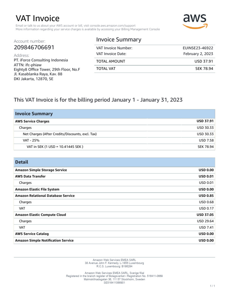 Invoice_EUINSE23_46922 | PDF | Amazon Web Services | Invoice