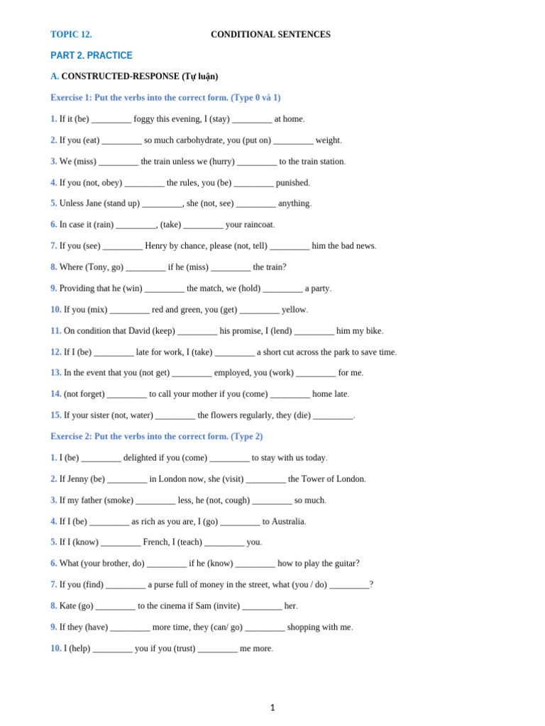 Conditional Sentences Practice | PDF