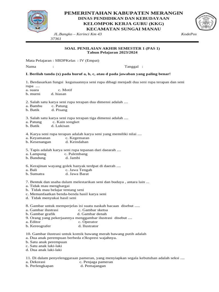 Soal SBDP Kls IV | PDF