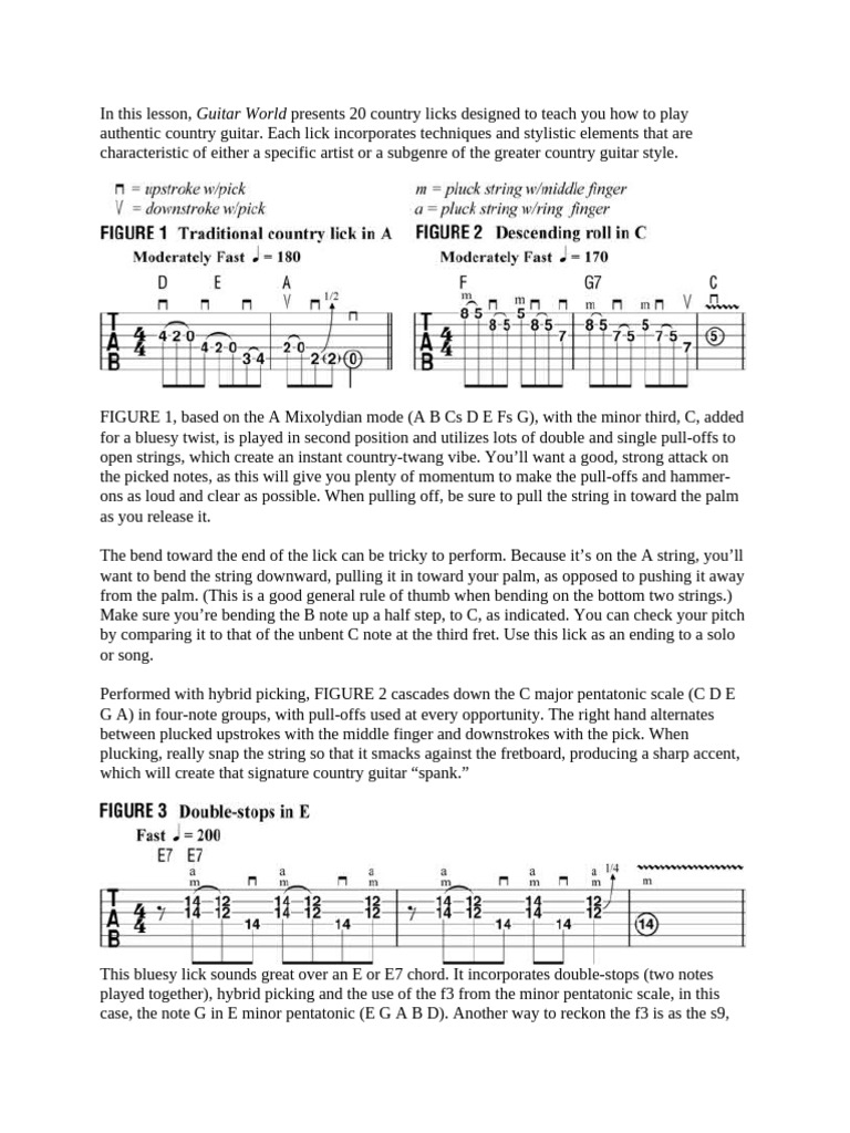 20 Tasty Country Guitar Licks | PDF | Guitars | String Instruments